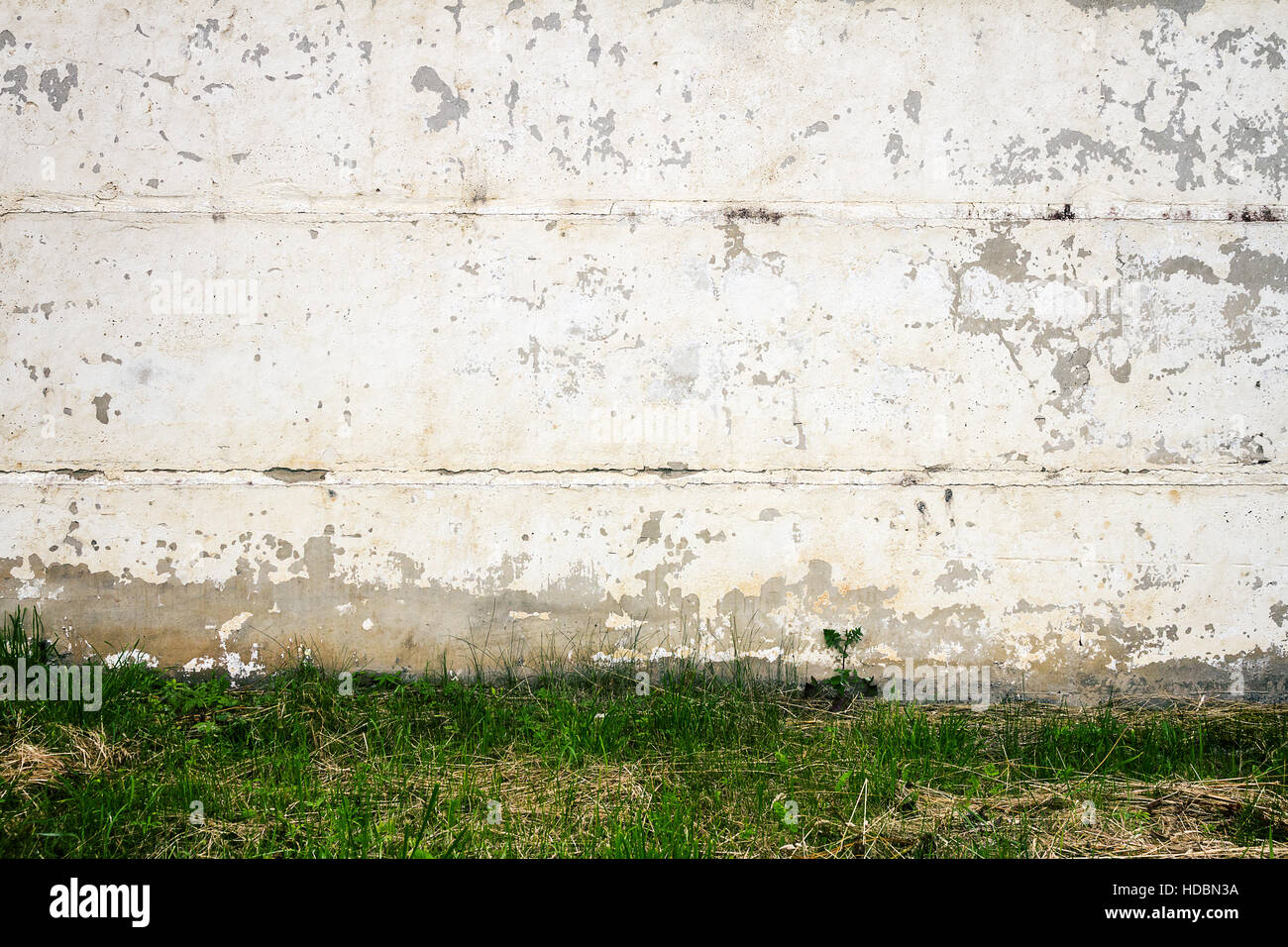 Concrete block wall and with green grass Stock Photo - Alamy