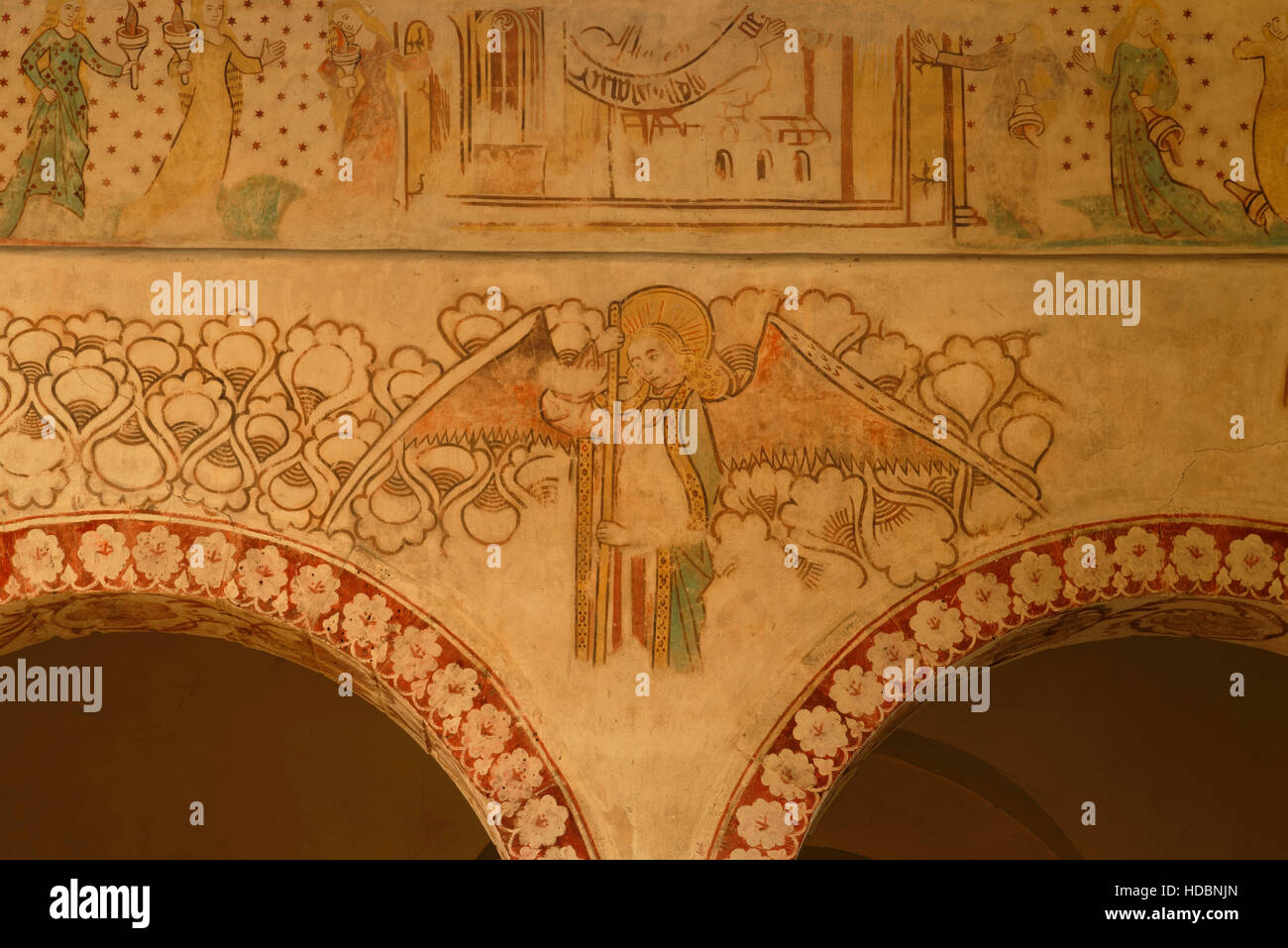 Bursfelde Abbey (former benedictine abbey): Frescoes in the romanic ...