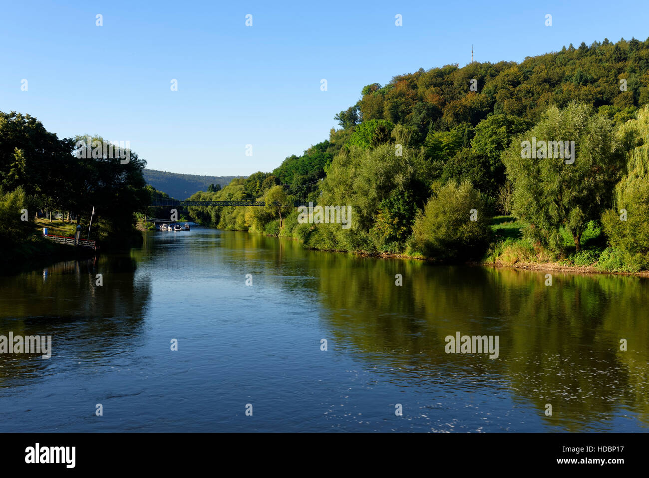 Hann. Münden: Junction of river Werra (left) and river Fulda to river ...