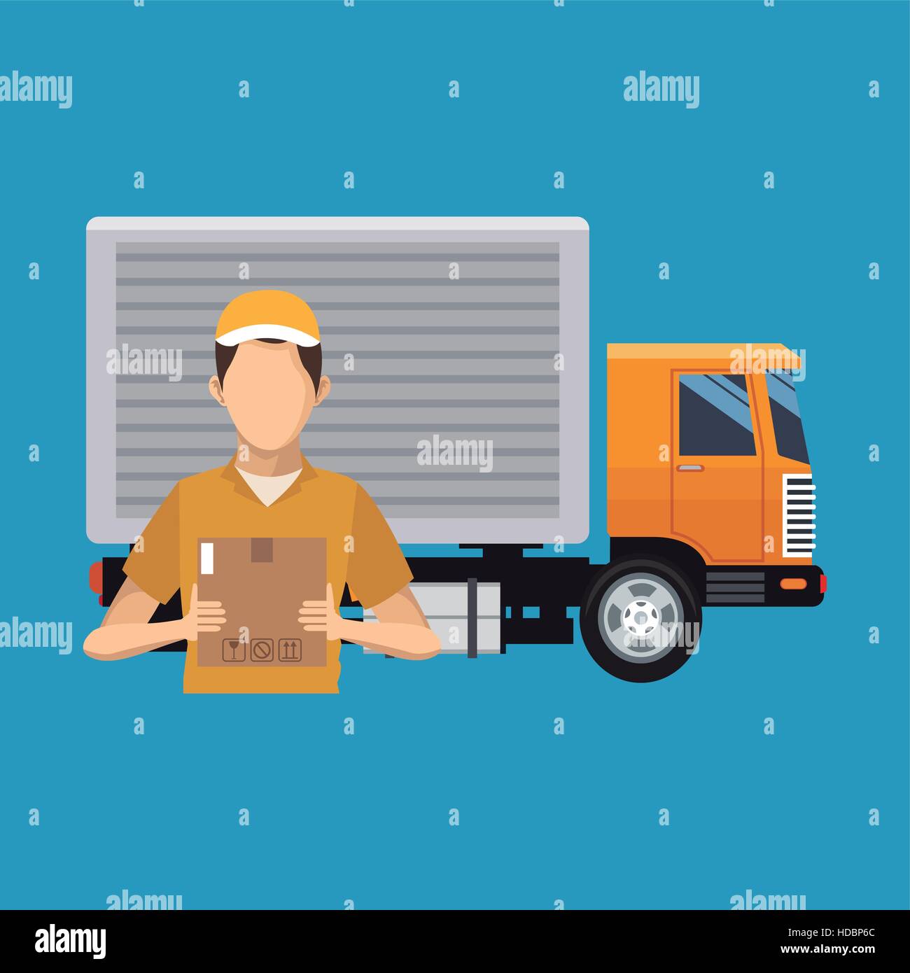 Box truck and man of delivery concept design Stock Vector Image & Art ...