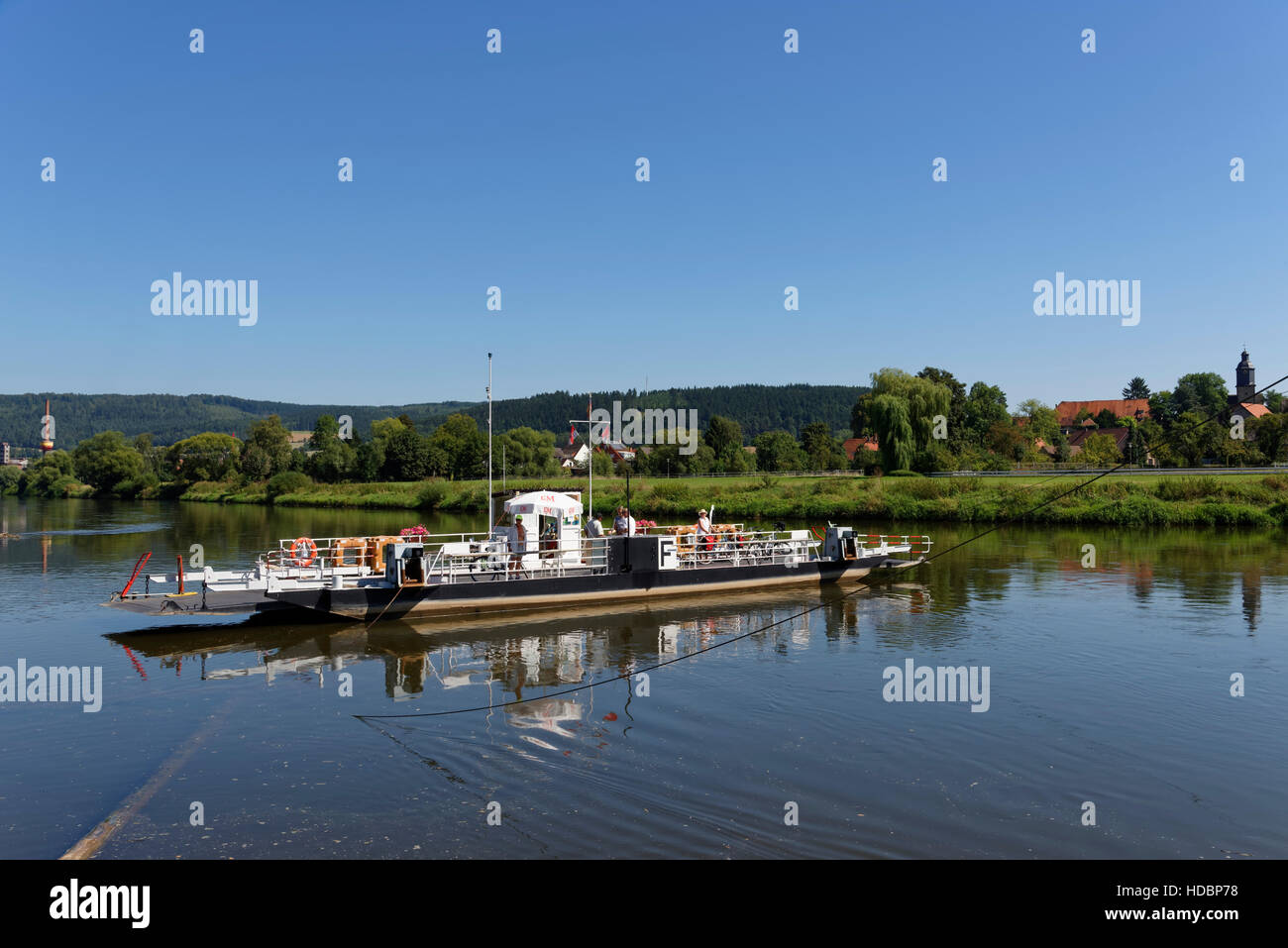 Ferry on river Weser near Lippoldsberg, Hesse, Germany Stock Photo - Alamy