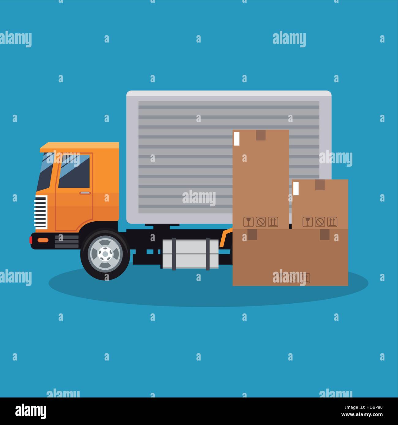 Box and truck of delivery concept design Stock Vector Image & Art - Alamy