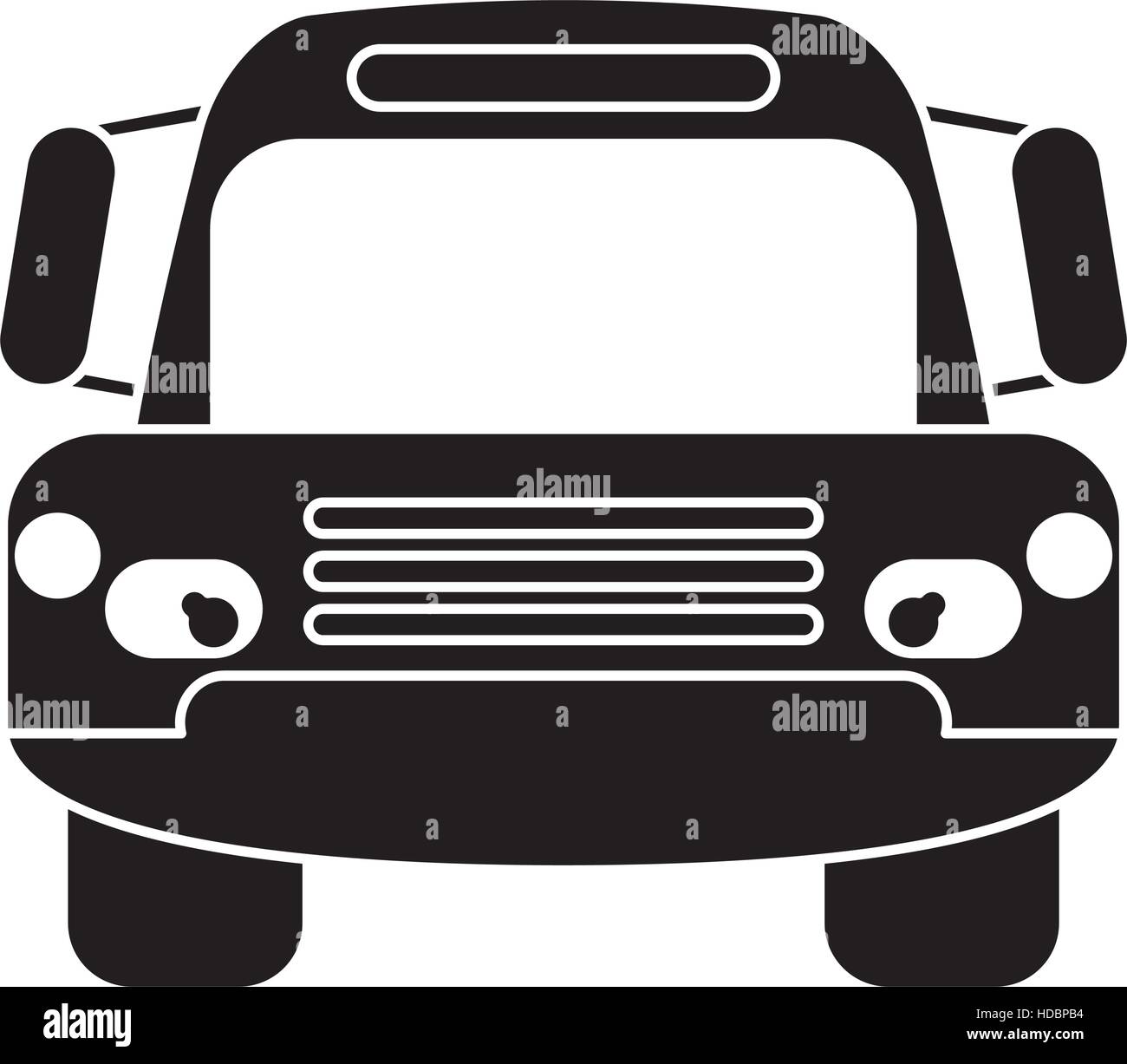 silhouette bus public transport city front view Stock Vector Image ...
