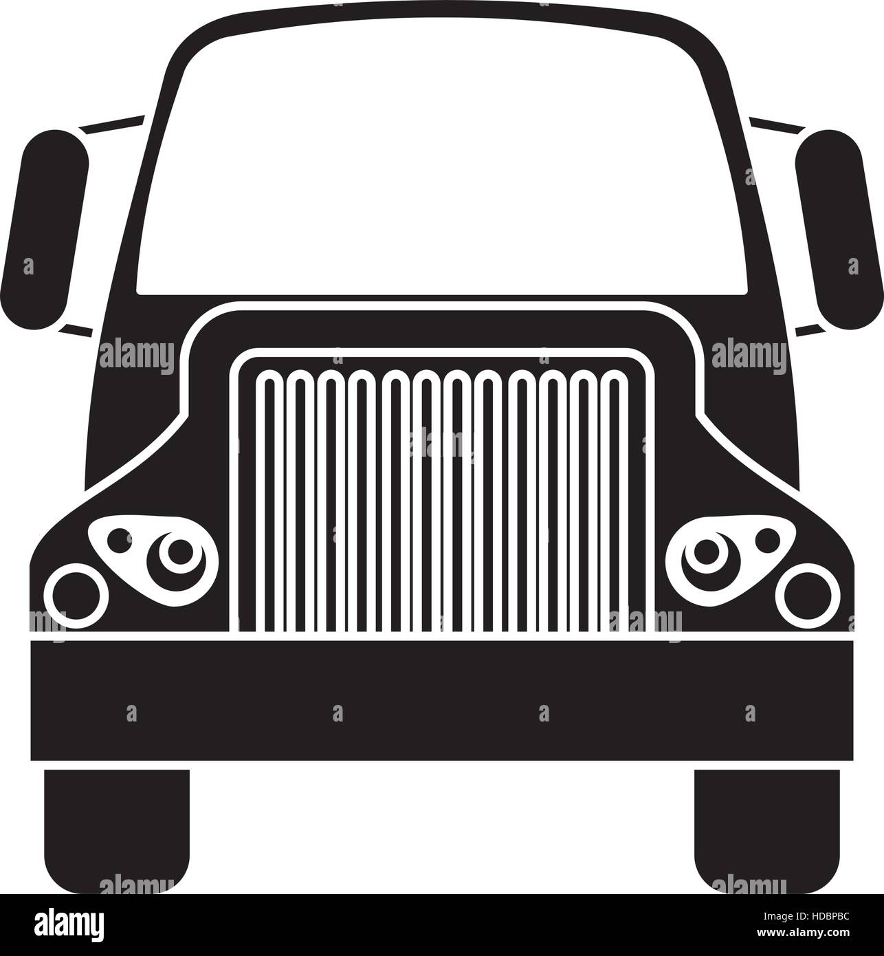 silhouette front truck transportation commercial vehicle Stock Vector ...