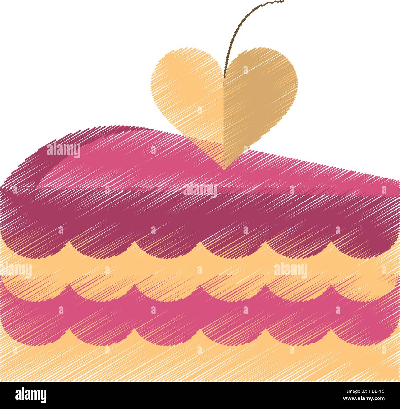 drawing delicious pink cake with love heart Stock Vector Image & Art ...