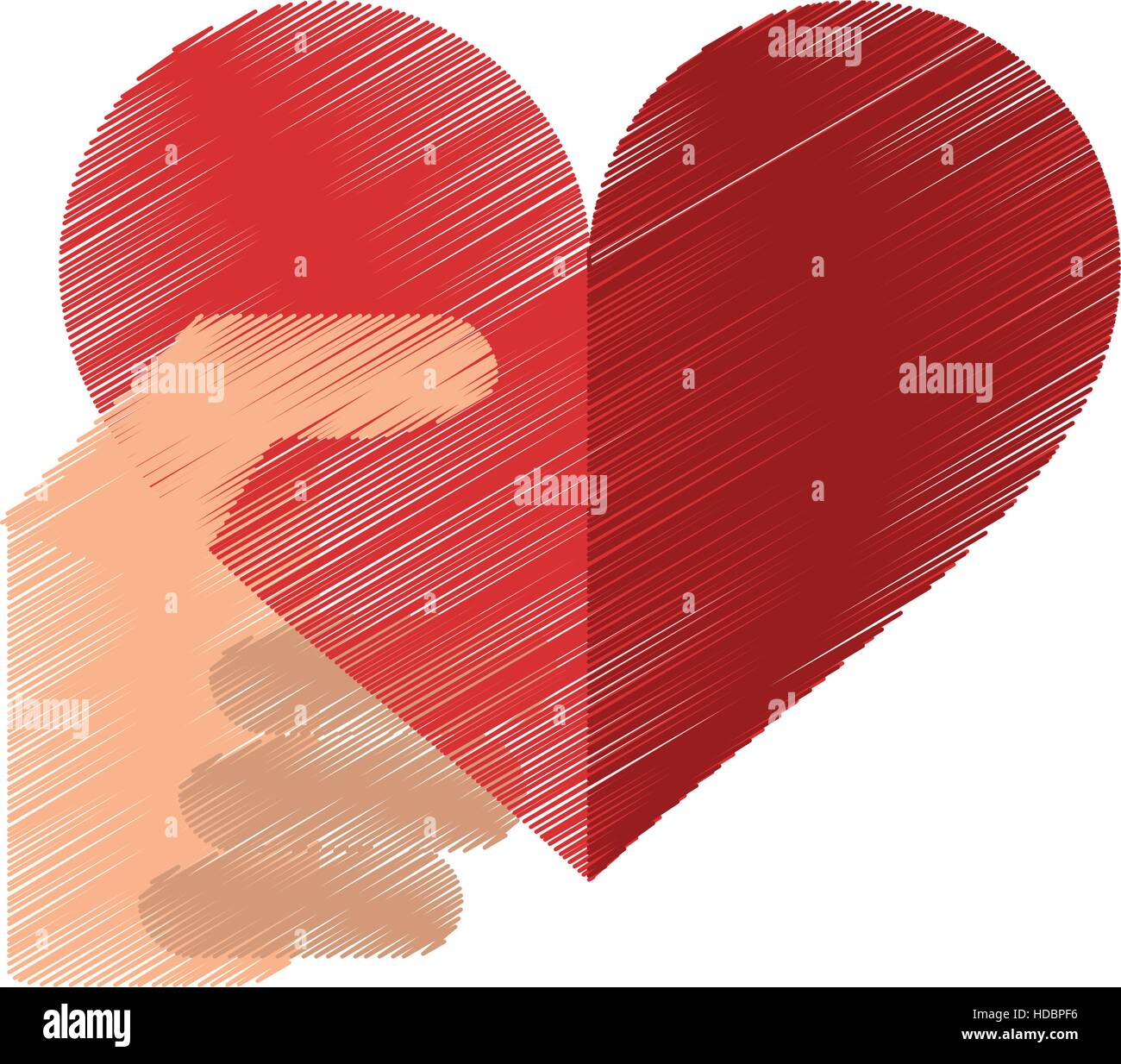 drawing hand with red heart romantic valentines day Stock Vector Image ...