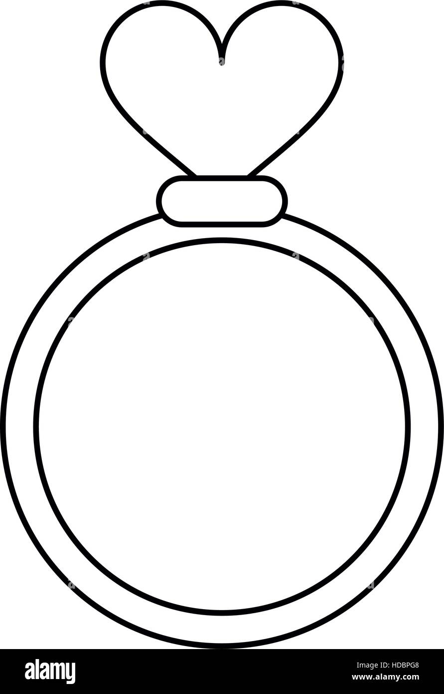romance rings love heart wedding symbol outline Stock Vector Image ...