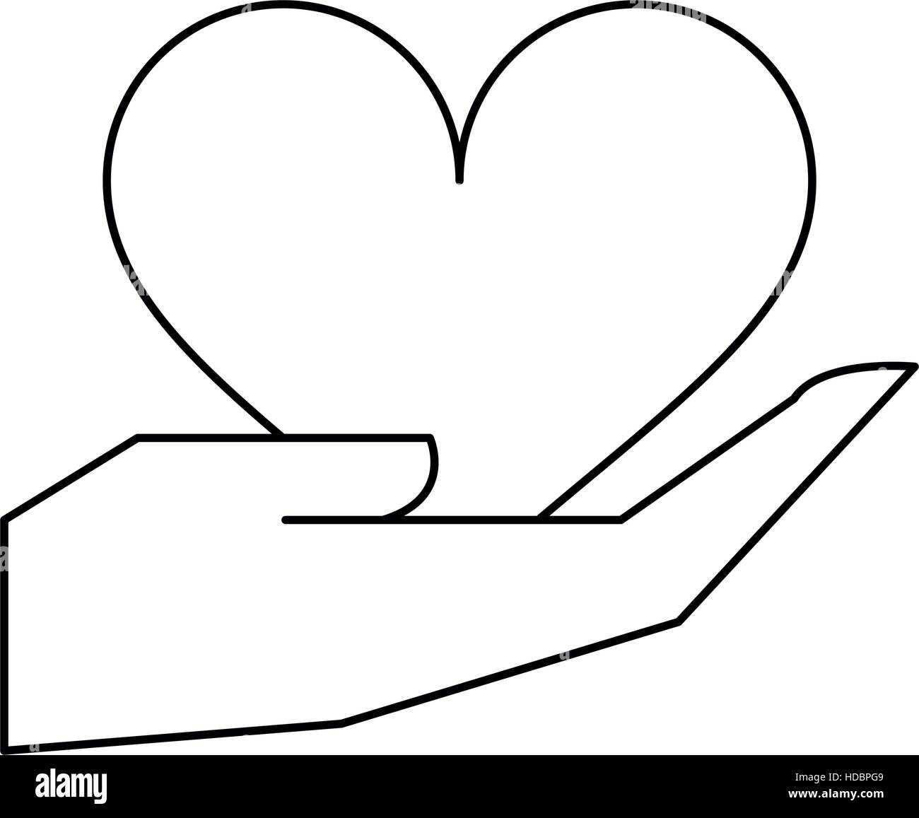 hand holds heart love outline Stock Vector Image & Art - Alamy