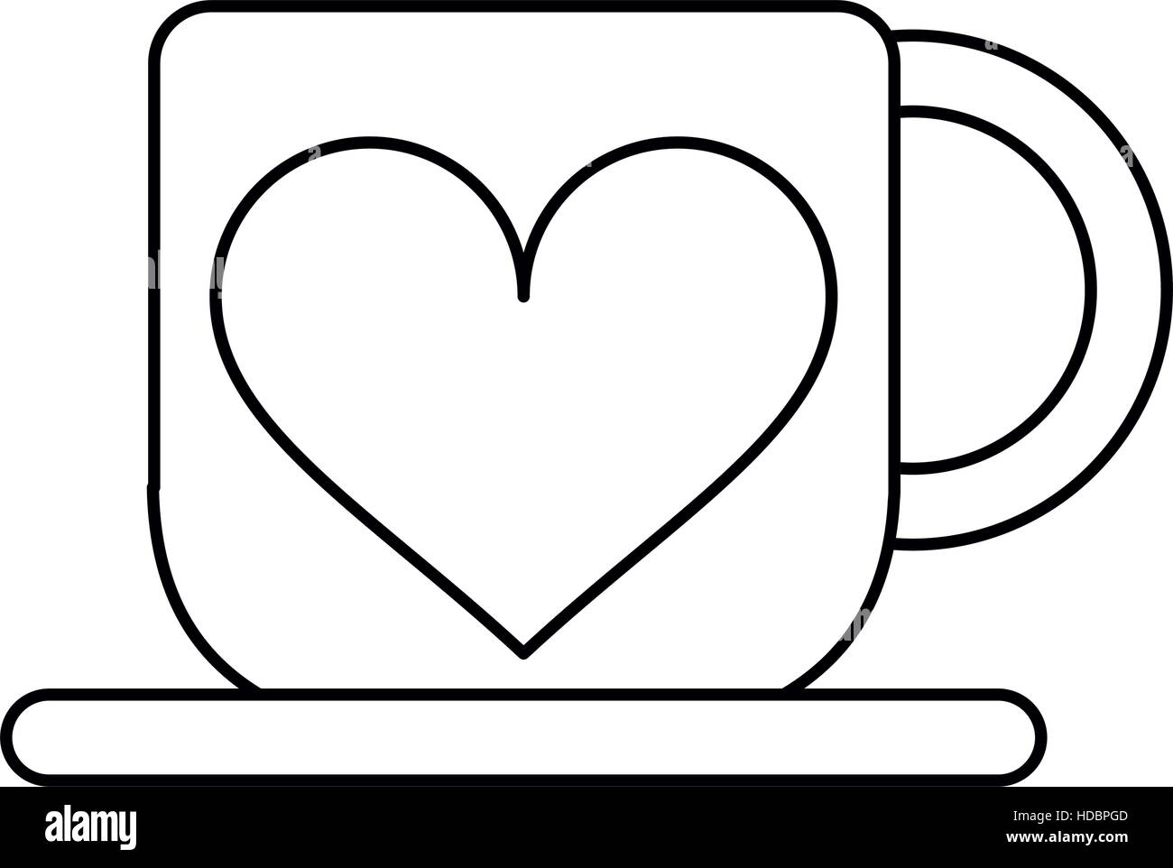 Outline drawing coffee cup heart Stock Vector Images - Alamy