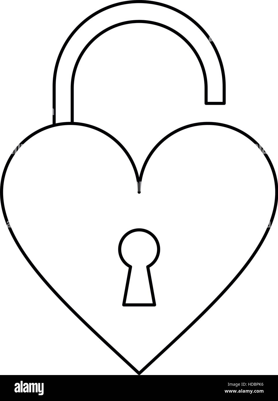 padlock open shaped heart loved outline Stock Vector Image & Art - Alamy