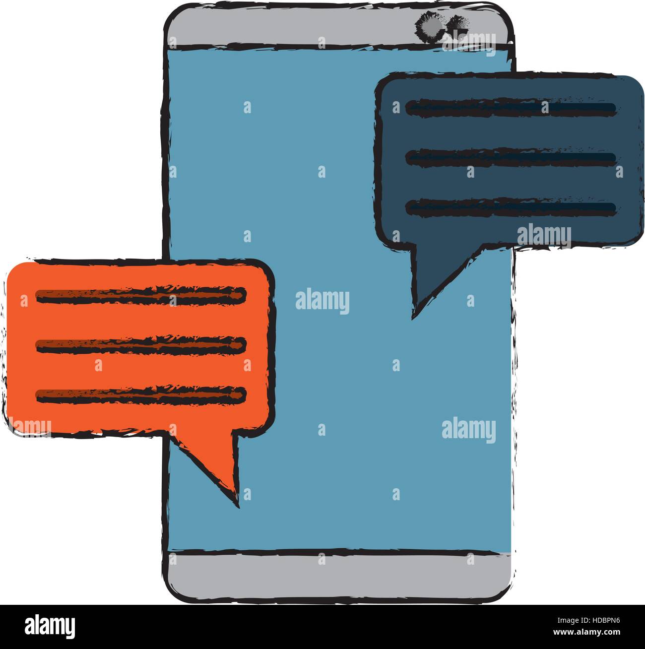 drawing smartphone with bubble speak media communication Stock Vector ...