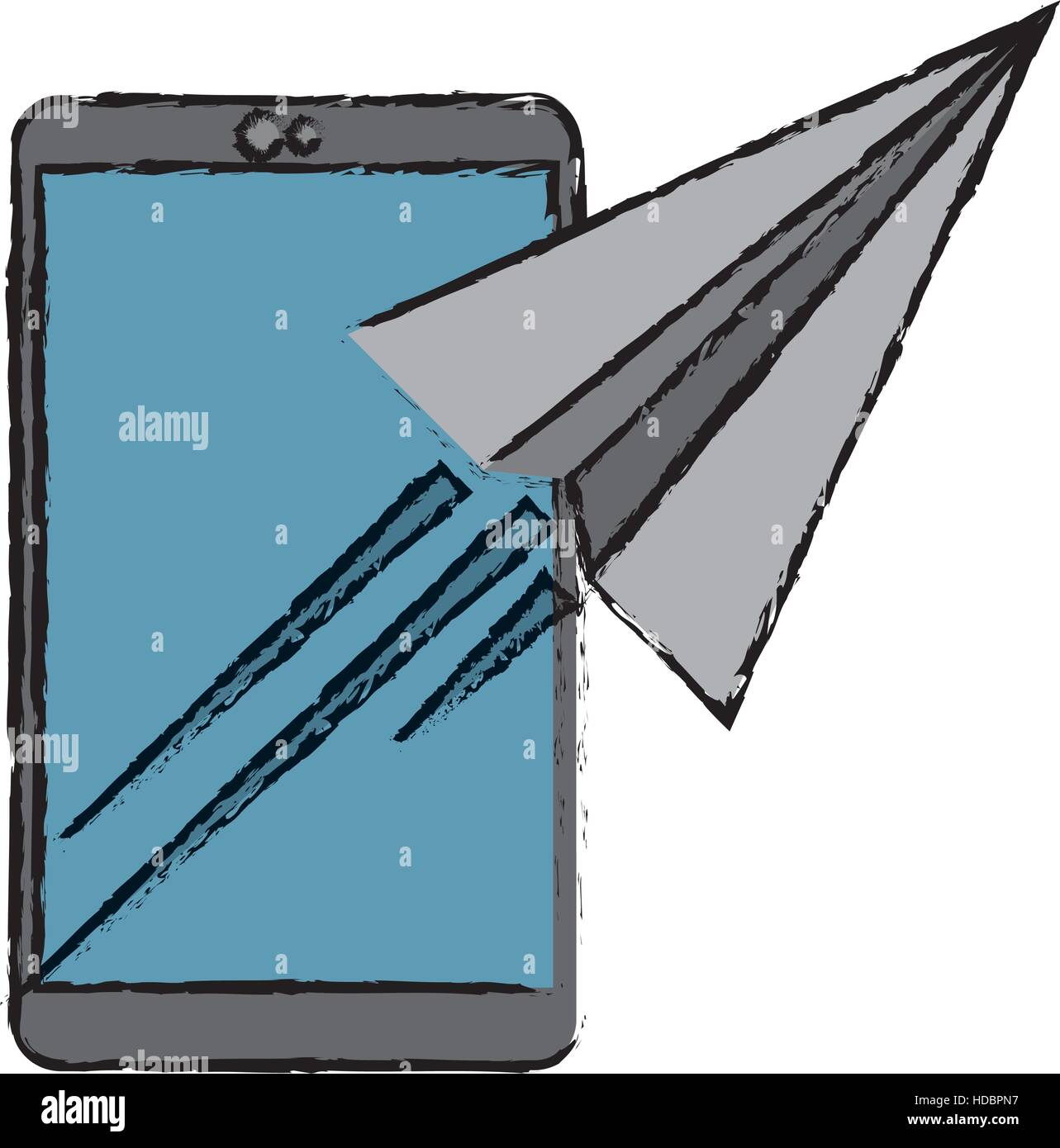 drawing smartphone sending email concept Stock Vector Image & Art - Alamy