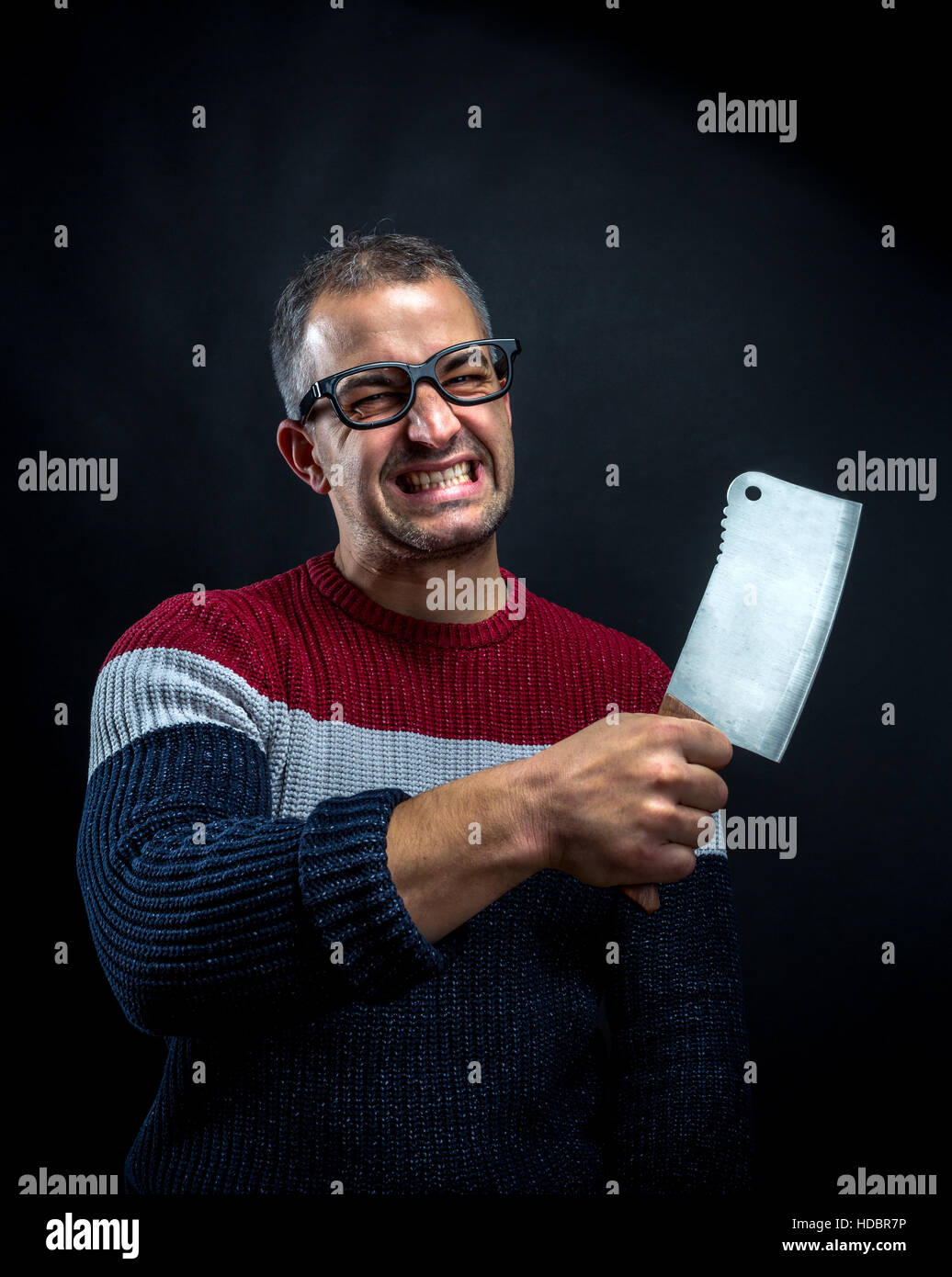 Psycho man with meat cleaver Stock Photo - Alamy