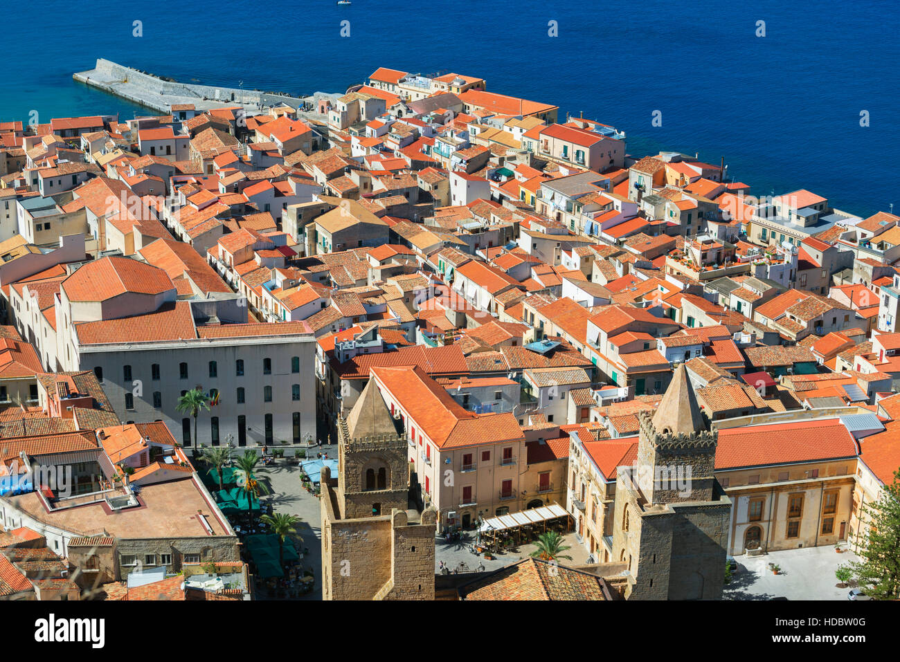 View of the town from La Rocca, Cefalu, Sicily, Italy Stock Photo - Alamy