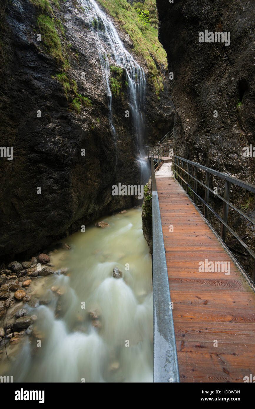 Gorge with stream, Almbachklamm with Almbach, Berchtesgaden Alps ...