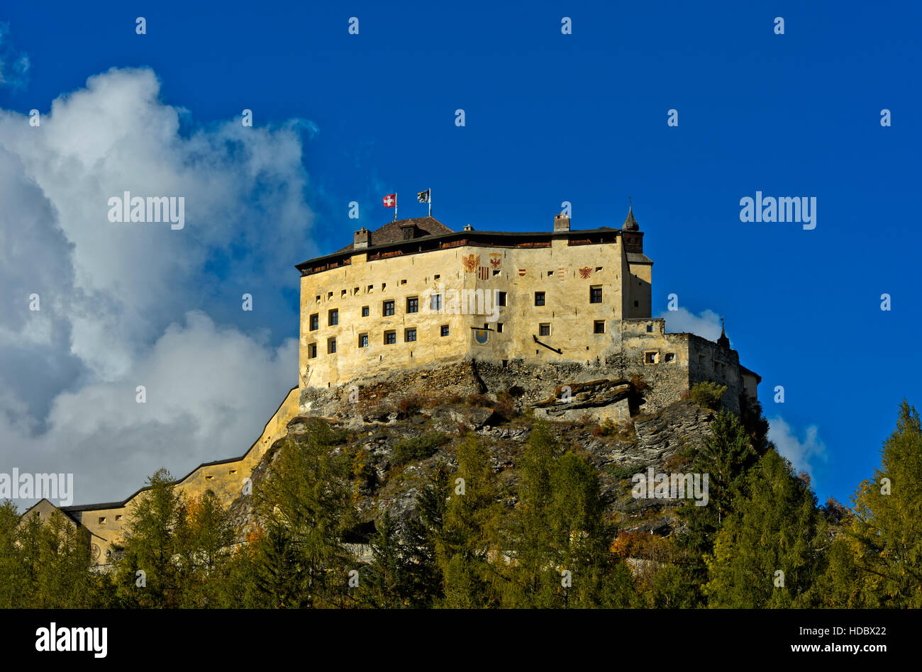 Tarasp Castle, Tarasp, Lower Engadin, Graubunden, Grisons, Switzerland ...