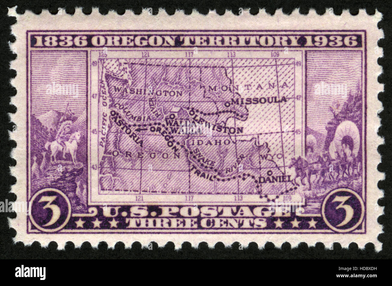 US,circa 1936, postage stamp, Oregon territory 1836-1936 Stock Photo ...