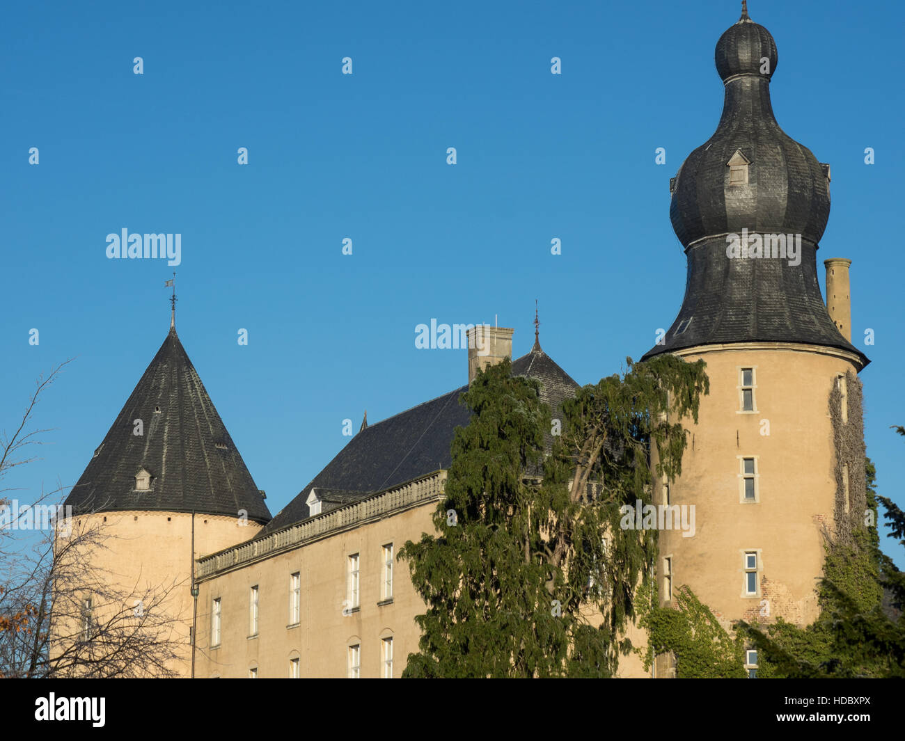 Winter at a castle in Germany Stock Photo - Alamy