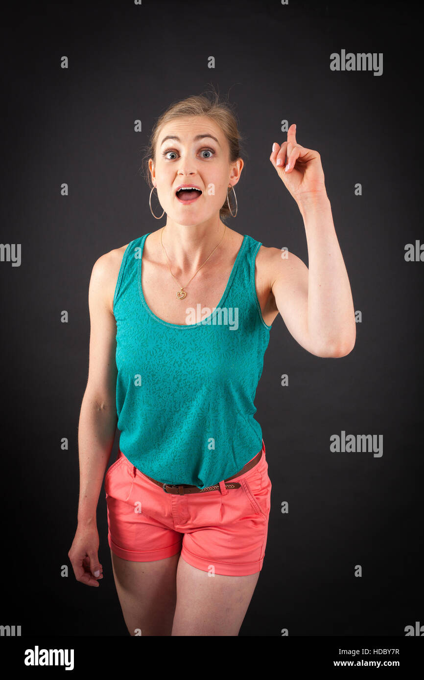 Beautiful woman doing different expressions in different sets of ...