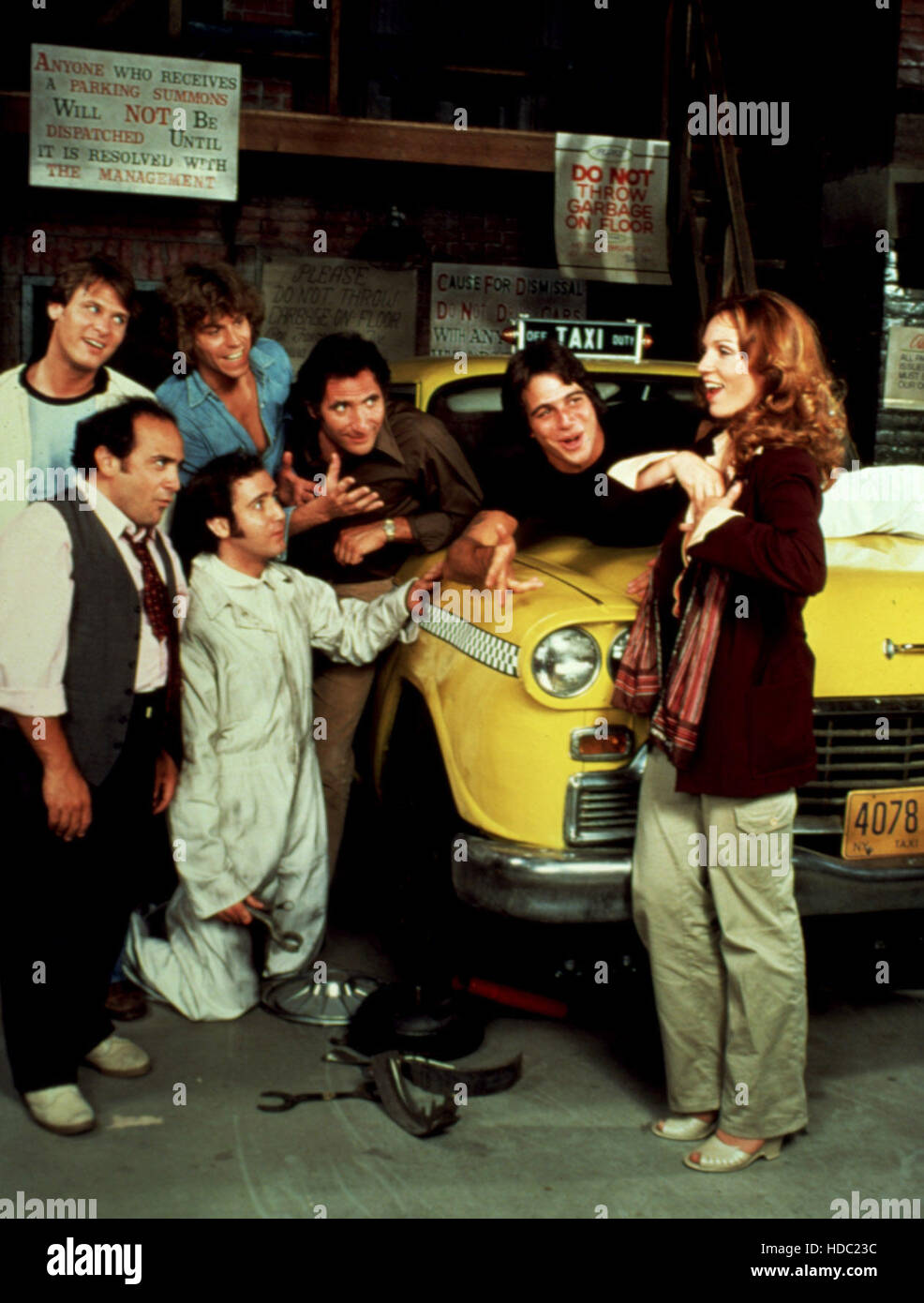 TAXI, (front) Danny DeVito, Andy Kaufman, Judd Hirsch, Tony Danza ...