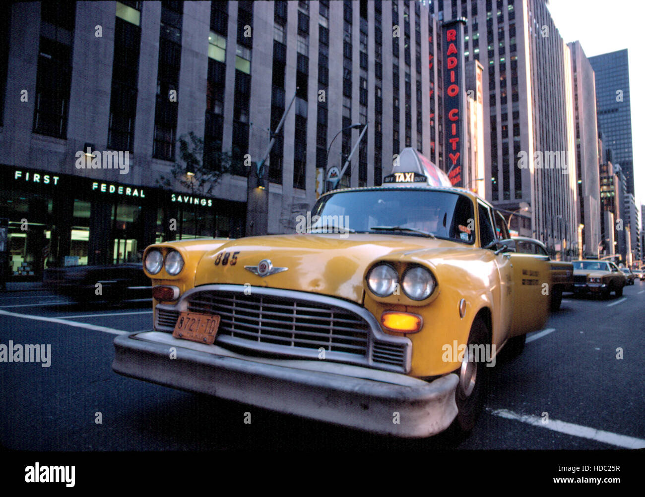 TAXI, checker cab, driving past Radio City Music Hall, NYC, 1978-1983 ...