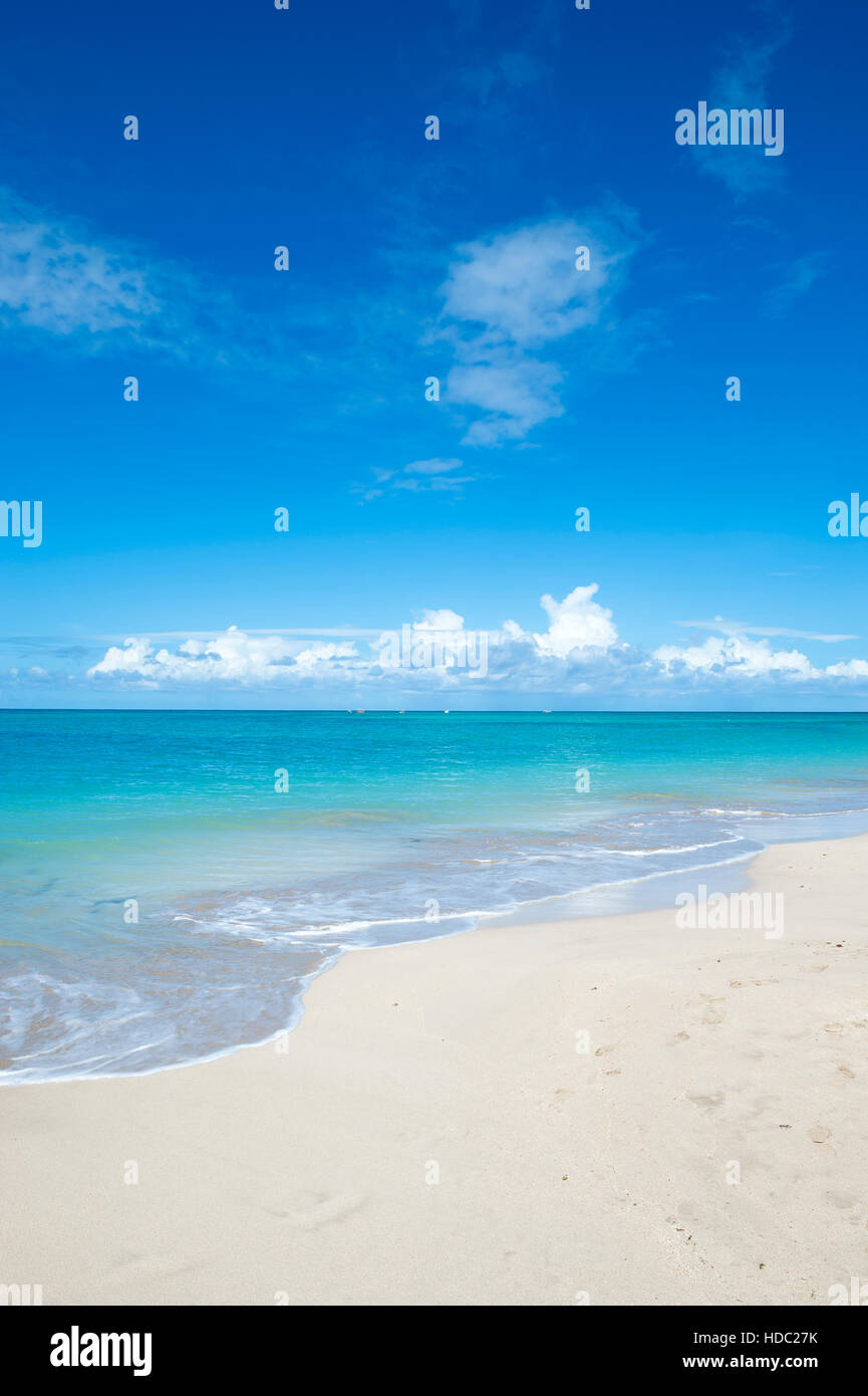 Empty tropical dream beach on an island off the remote coast of Bahia ...