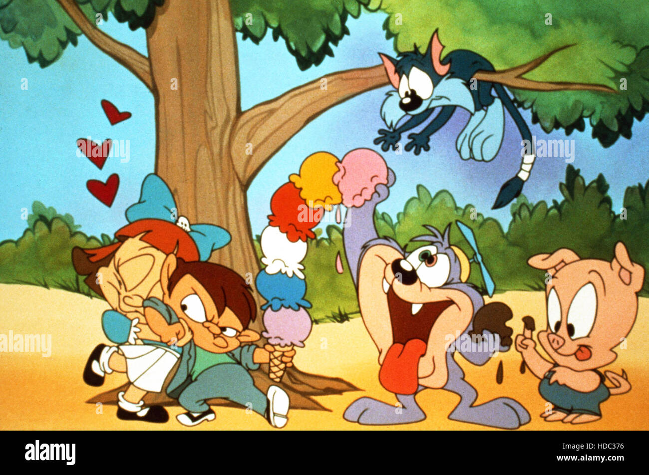 TINY TOON ADVENTURES, from left: Elmyra Duff, Montana Max, Dizzy Devil ...
