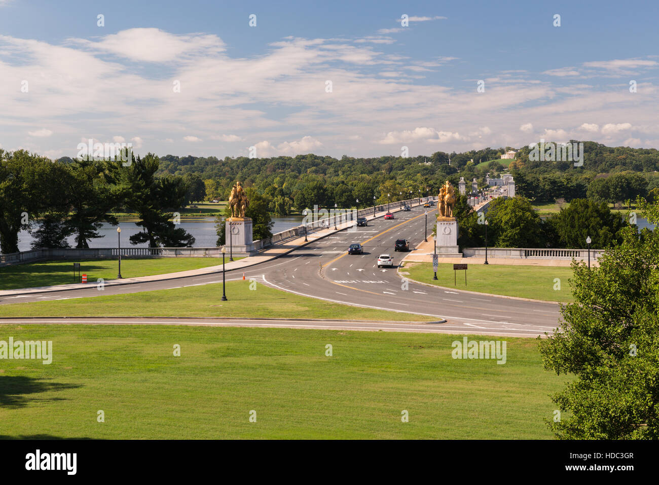 The view towards Arlington Cemetery from the Lincoln Memorial Stock ...