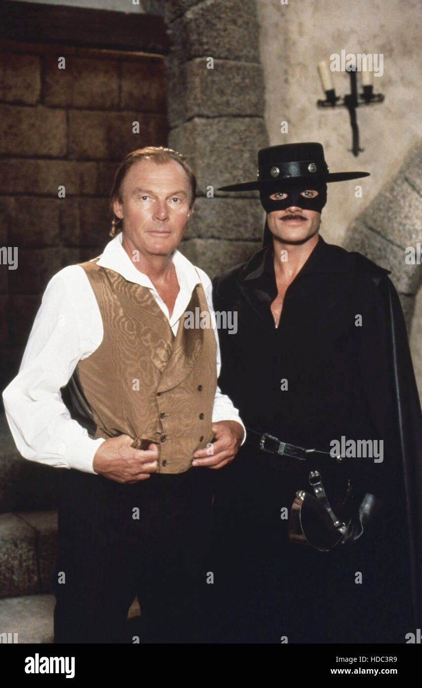 ZORRO, from left: Adam West, Duncan Regehr, 1990-1993, © Family Channel ...