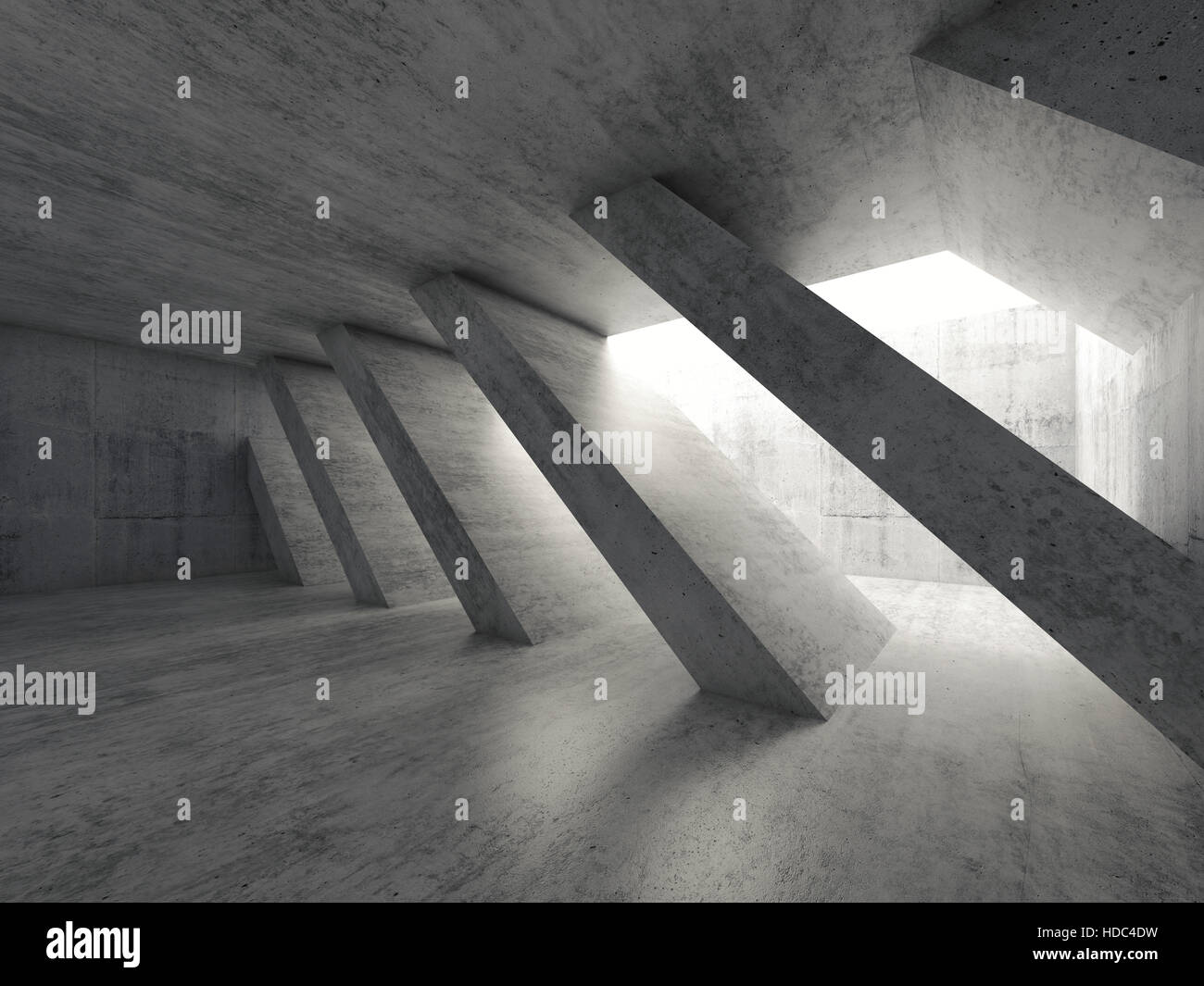 Abstract architecture background, empty rough concrete interior with ...