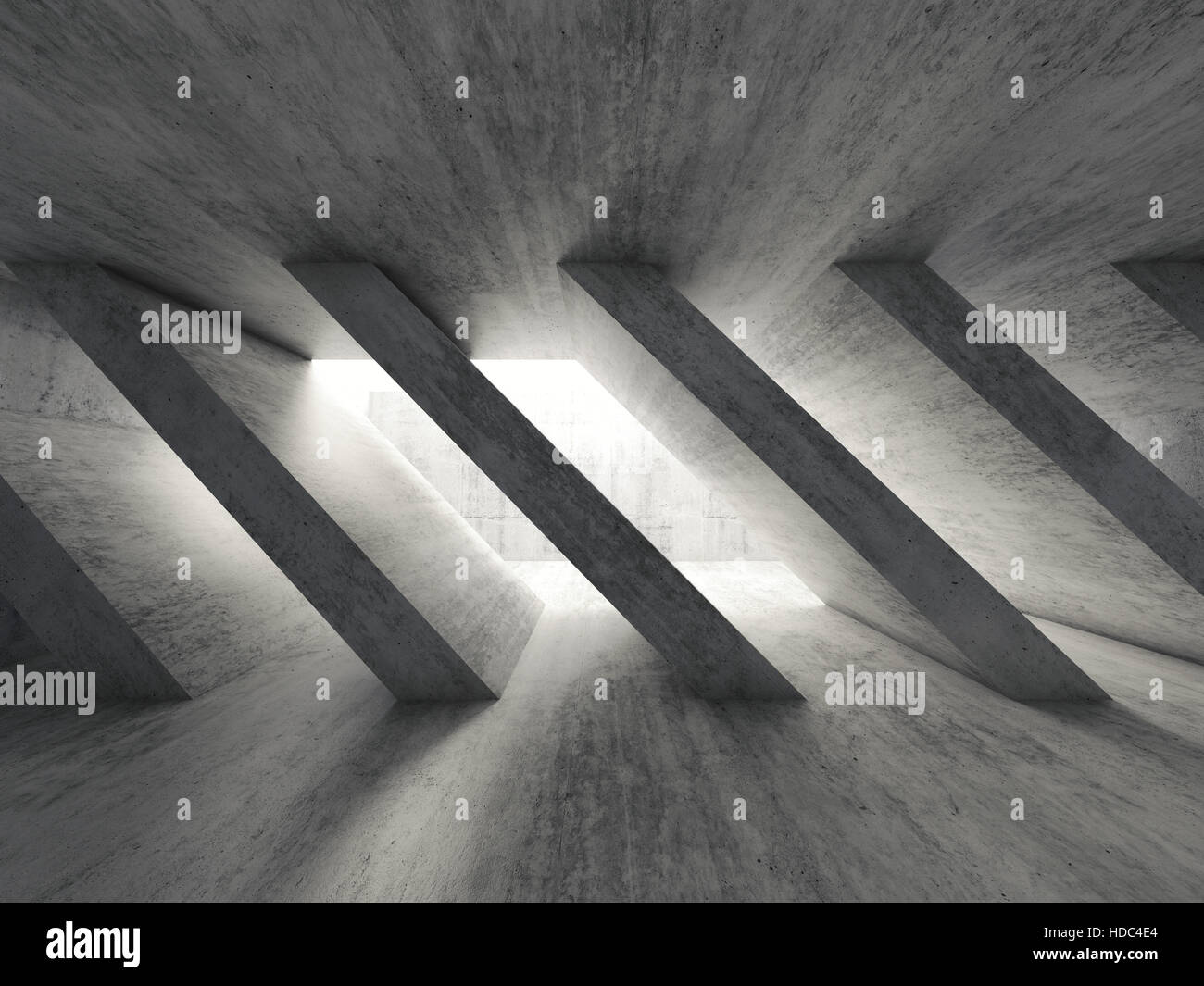 Abstract architecture background, empty rough concrete interior with ...