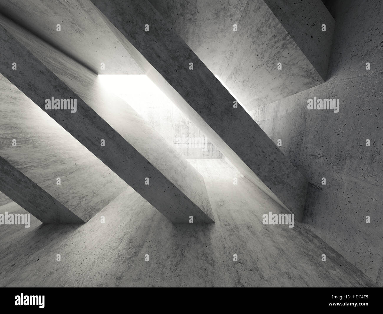 Abstract architecture background, empty rough concrete interior ...