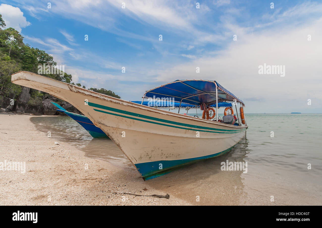 Traditional wooden boat at the beach of Langkawi island, Malaysia Stock ...
