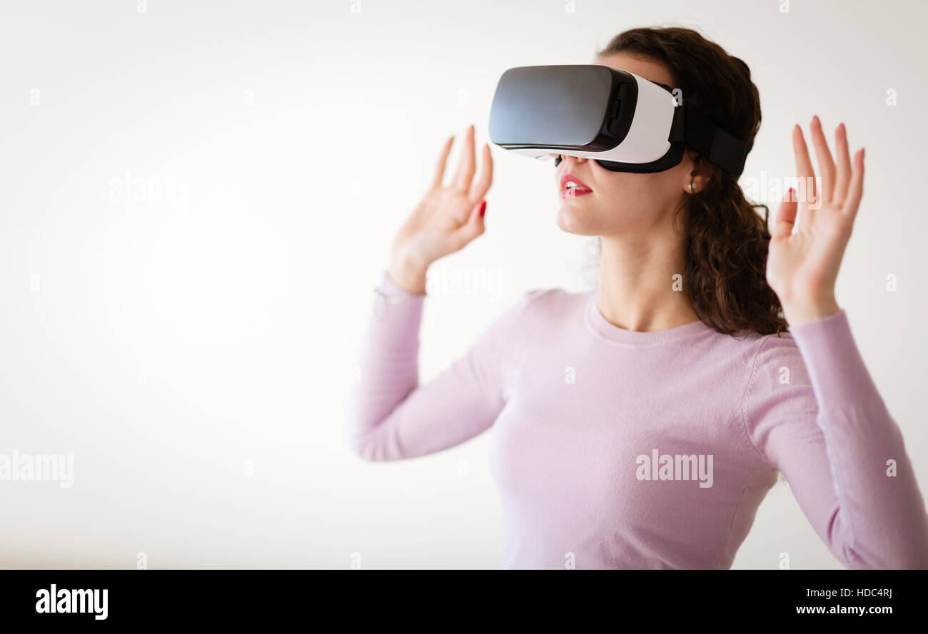Virtual reality glasses giving amazing gaming experience Stock Photo ...