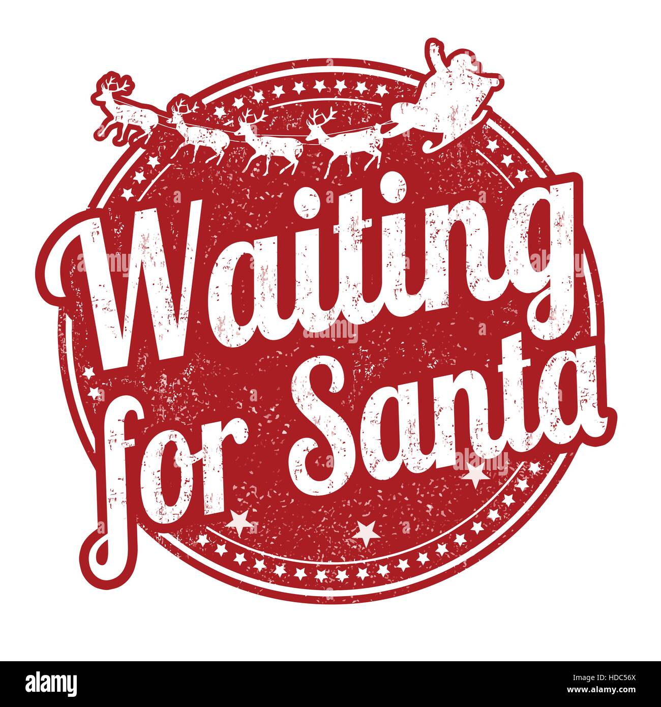 Waiting for Santa grunge rubber stamp on white background, vector ...