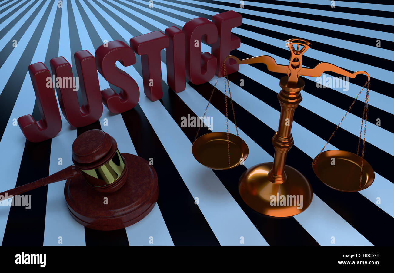 Justice text, Libra and judges gavel. 3d illustration Stock Photo - Alamy