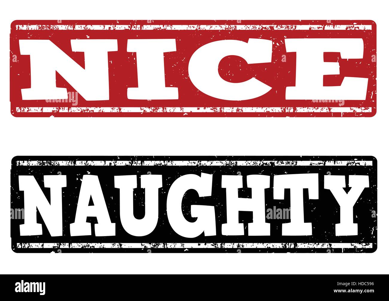 Naughty and nice grunge rubber stamps on white background, vector ...