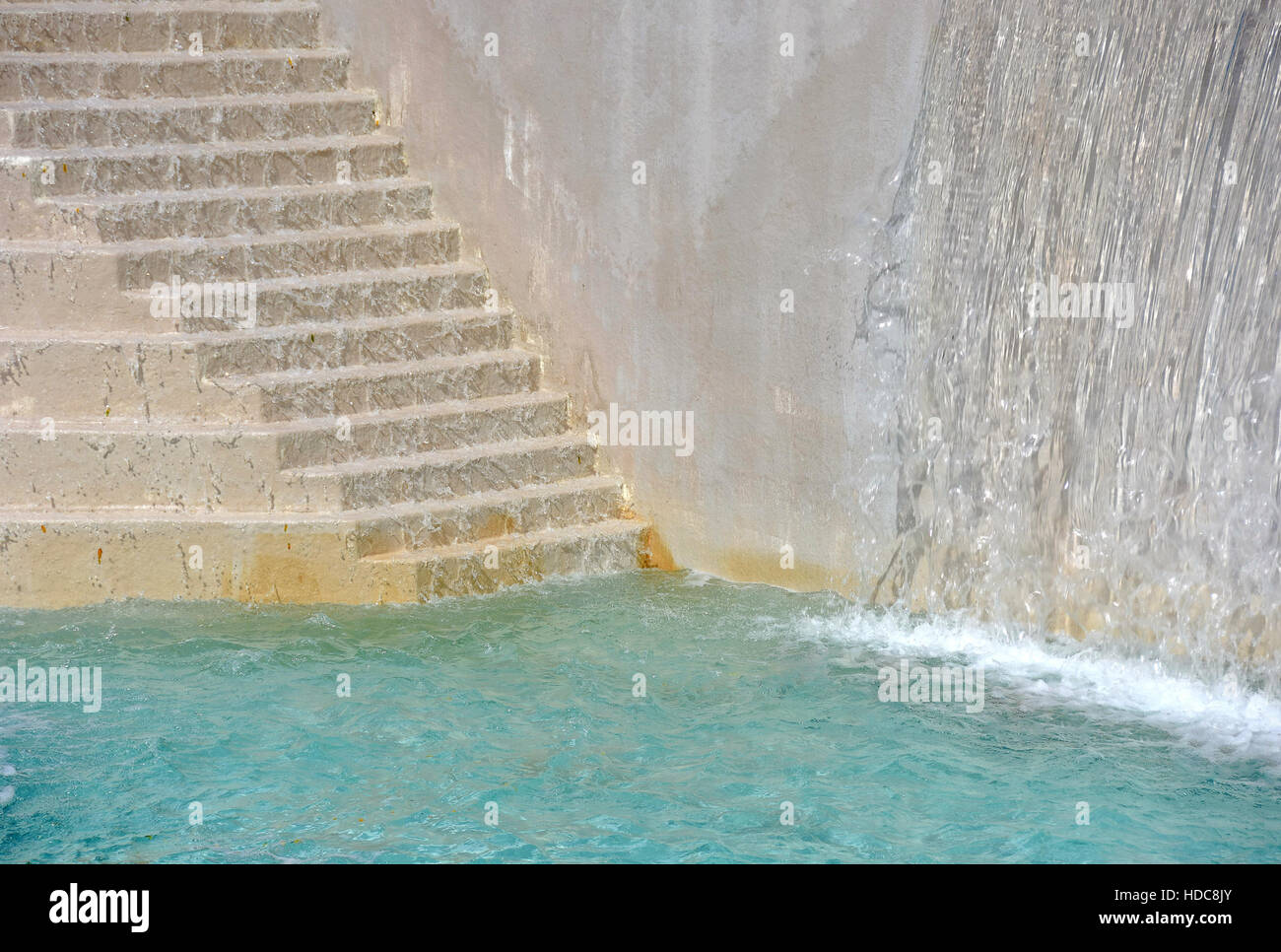 stone staircase with waterfalls aqua pool Stock Photo - Alamy