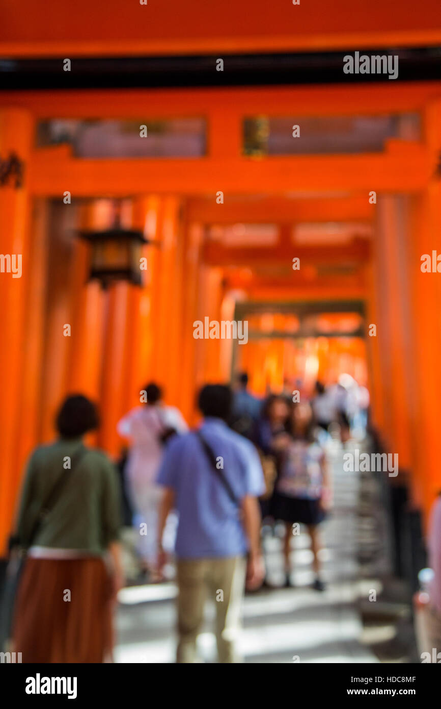 Unidentified people at walkway in Fushimi Inari shrine in Kyoto, Japan ...