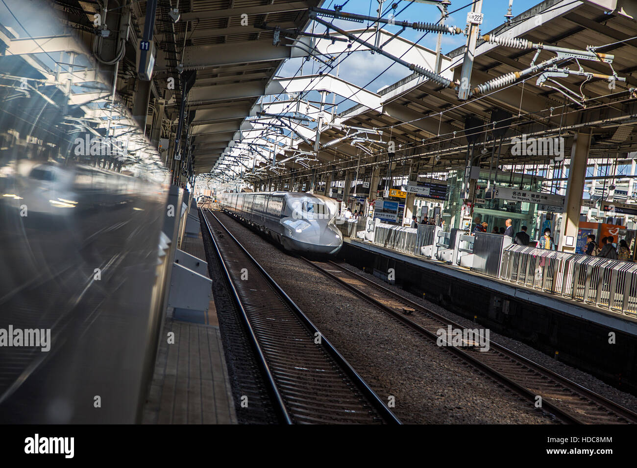 Shinkansen N700 speed train at Hiroshima station in Japan. N700 series ...