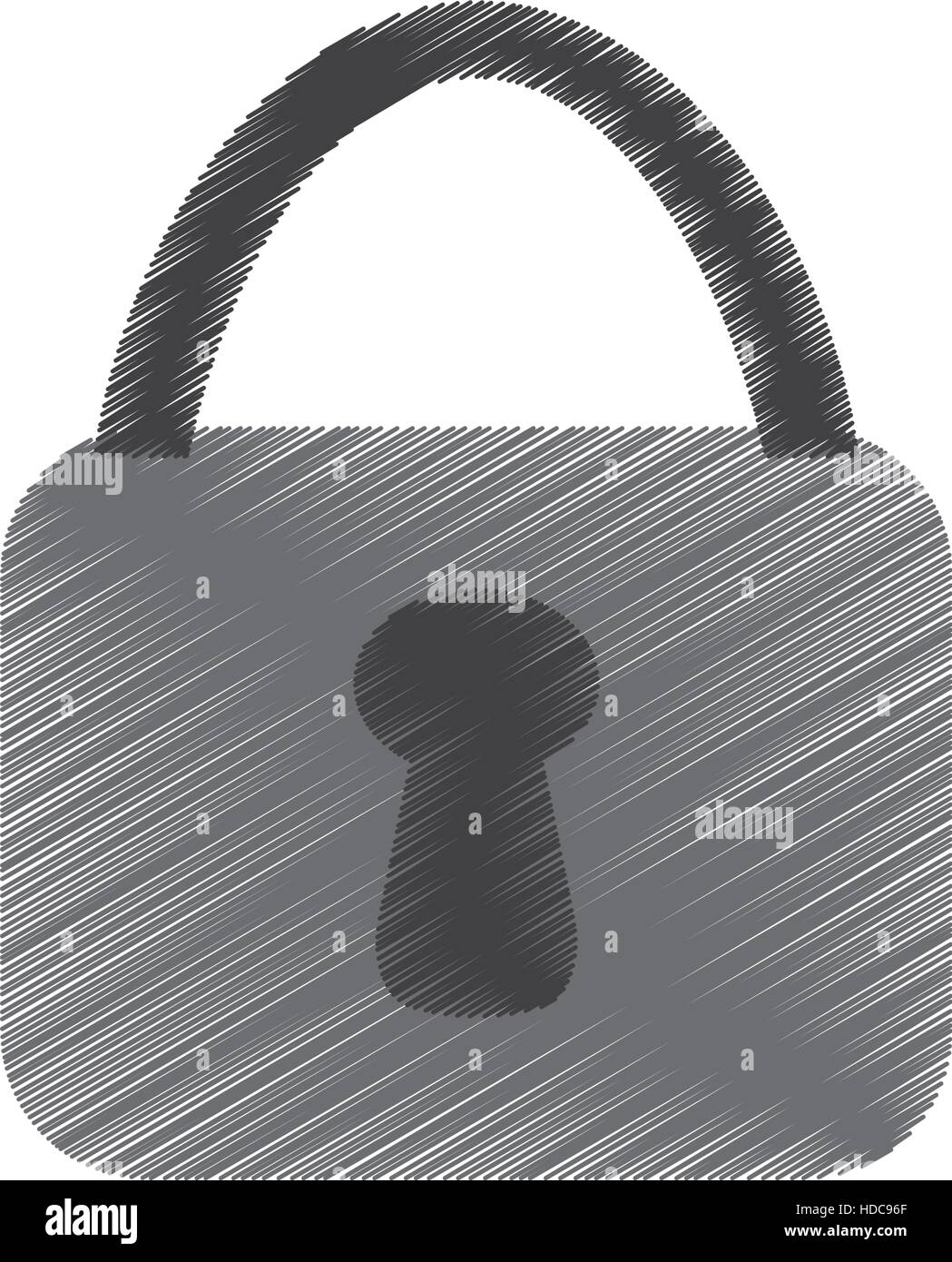 security padlock icon over white background. sketch design. vector ...