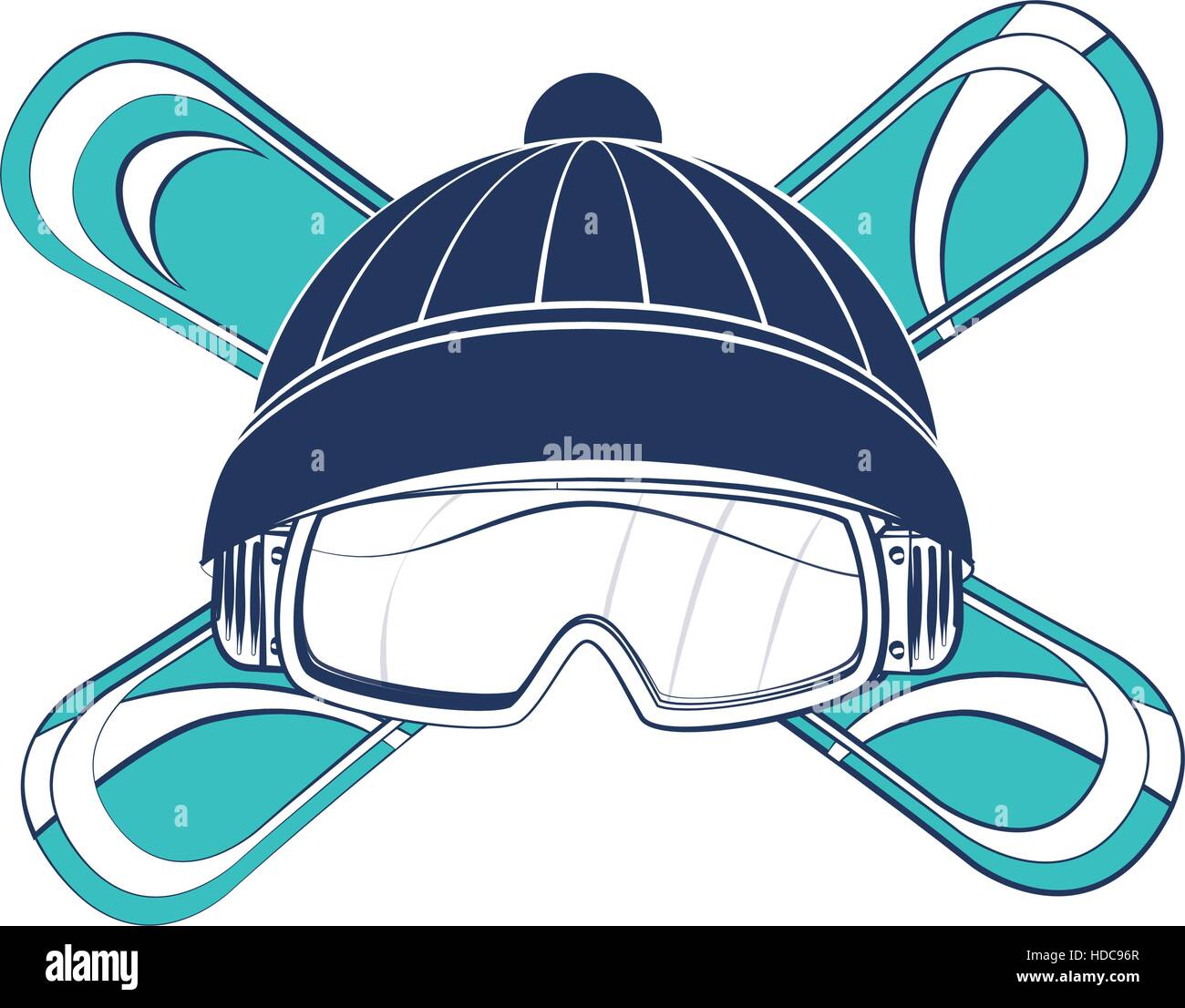 Vintage skiing illustration Cut Out Stock Images & Pictures - Alamy