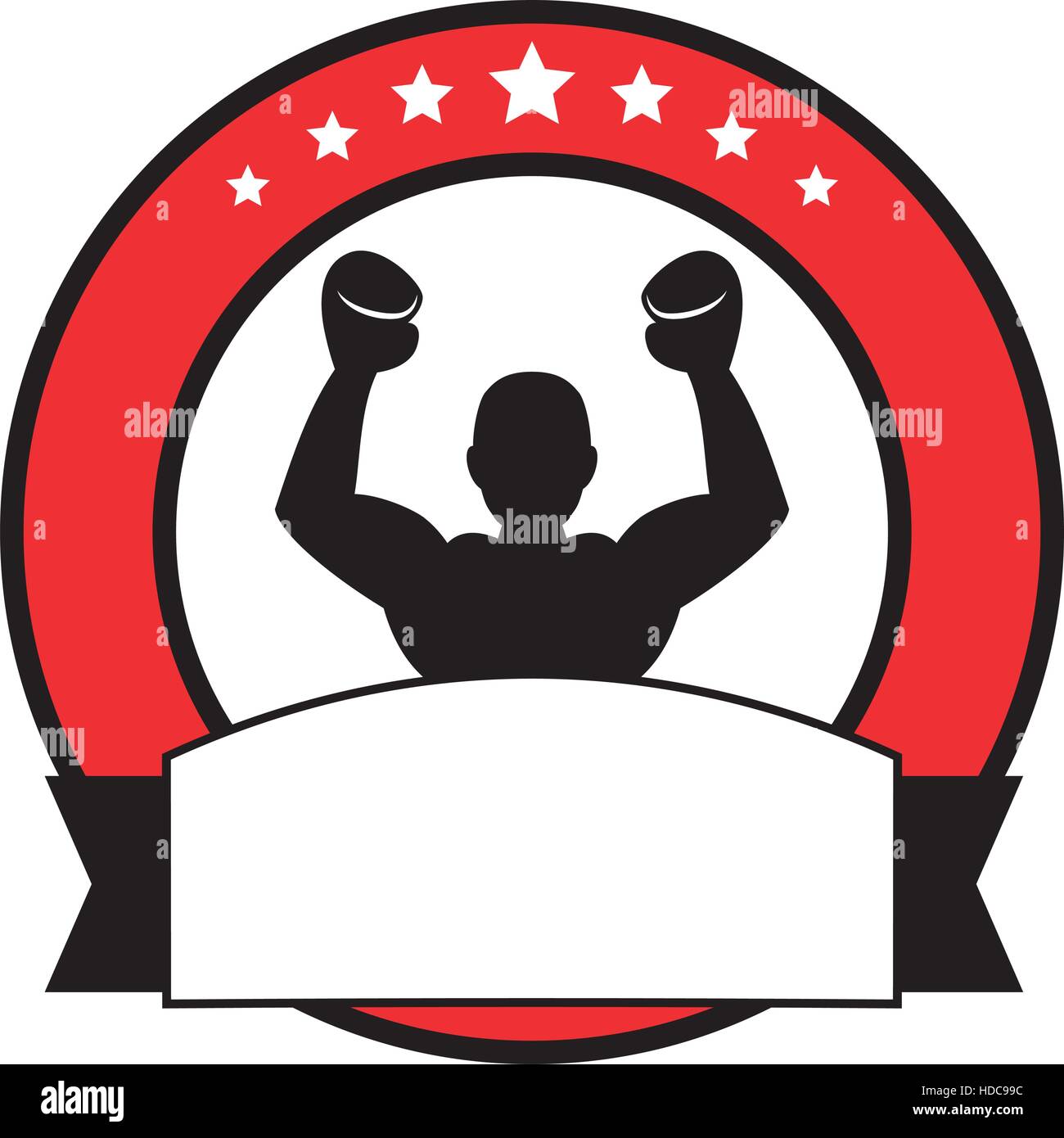 seal stamp with boxing muscle man with gloves icon over white ...