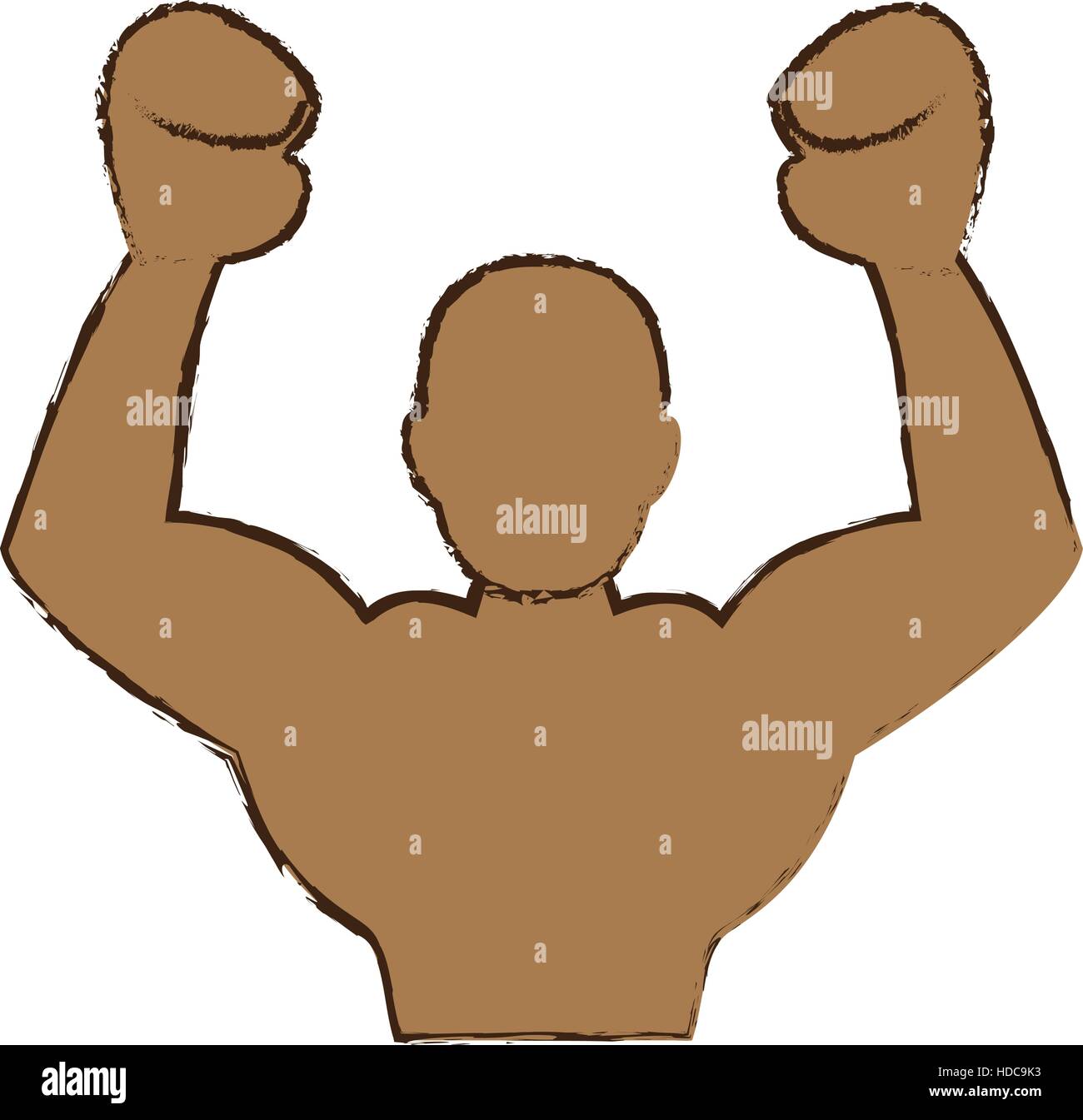 boxing player with arms up icon over white background. colorful design ...