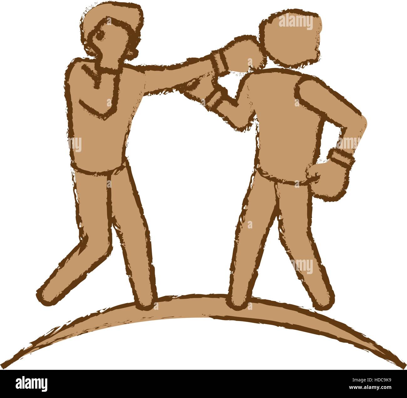boxing players fighting icon over white background. colorful design ...