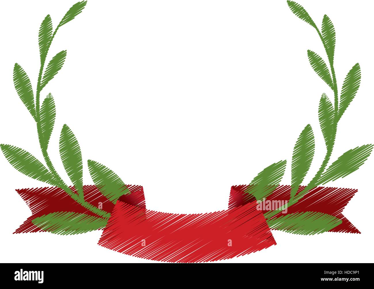 decorative wreath of leaves with ribbon icon. colorful design. vector ...