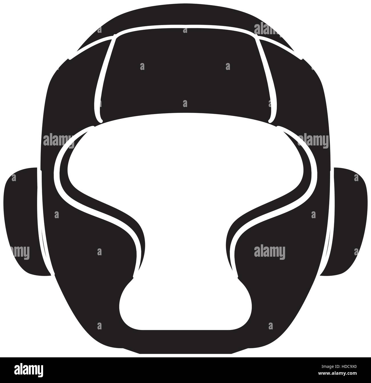 silhouette of boxing helmet icon over white background. vector ...