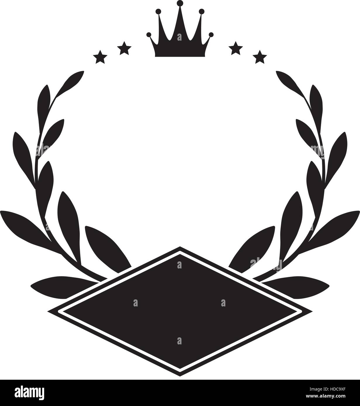 decorative wreath of leaves and crown icon. vector illustration Stock ...