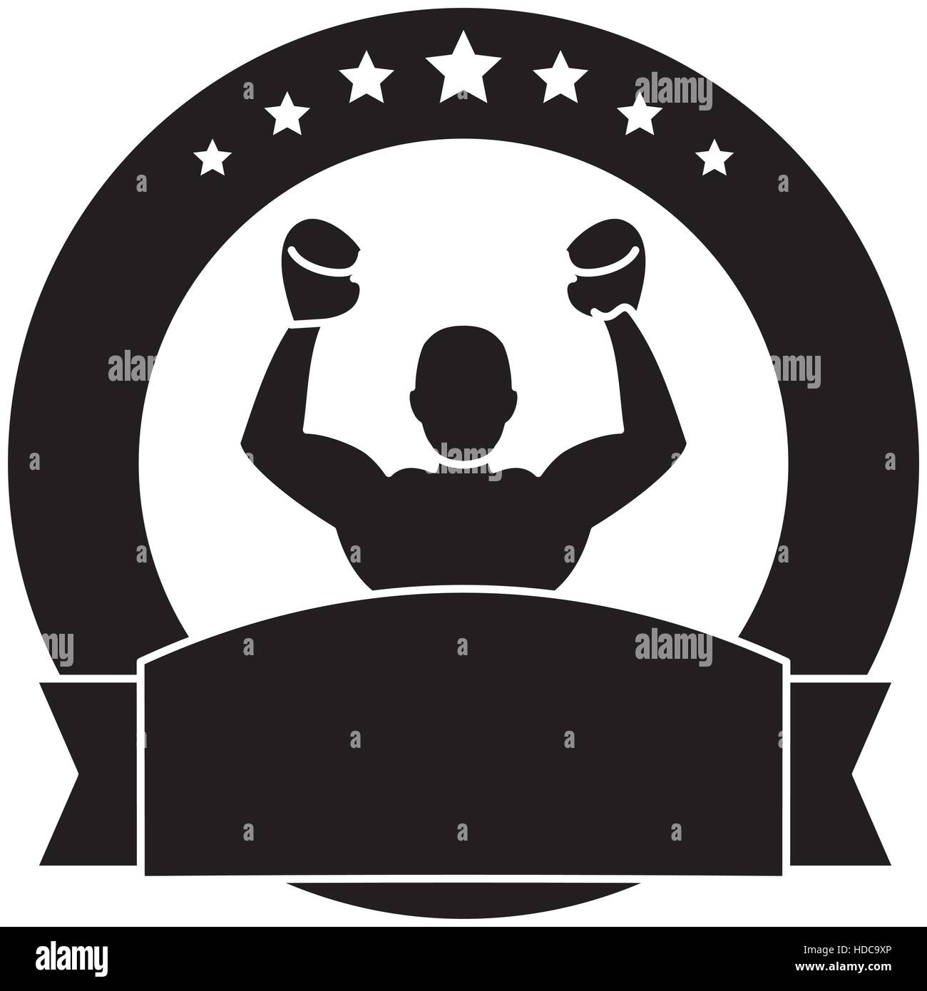 seal stamp with boxing player icon over white background. colorful ...