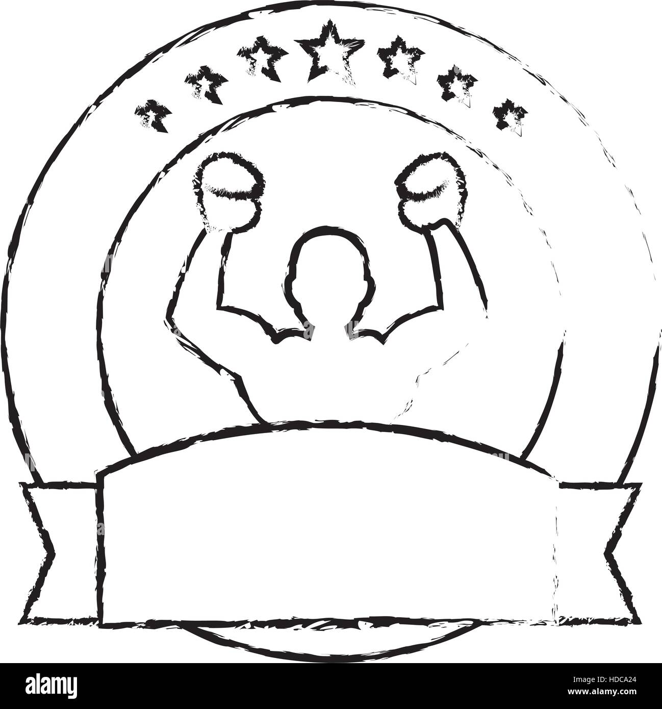 seal stamp with boxing player icon over white background. colorful ...